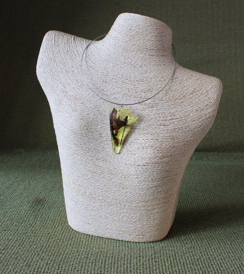 Yellow Resin Pendant Necklace Wood and Resin Jewelry Resin | Etsy