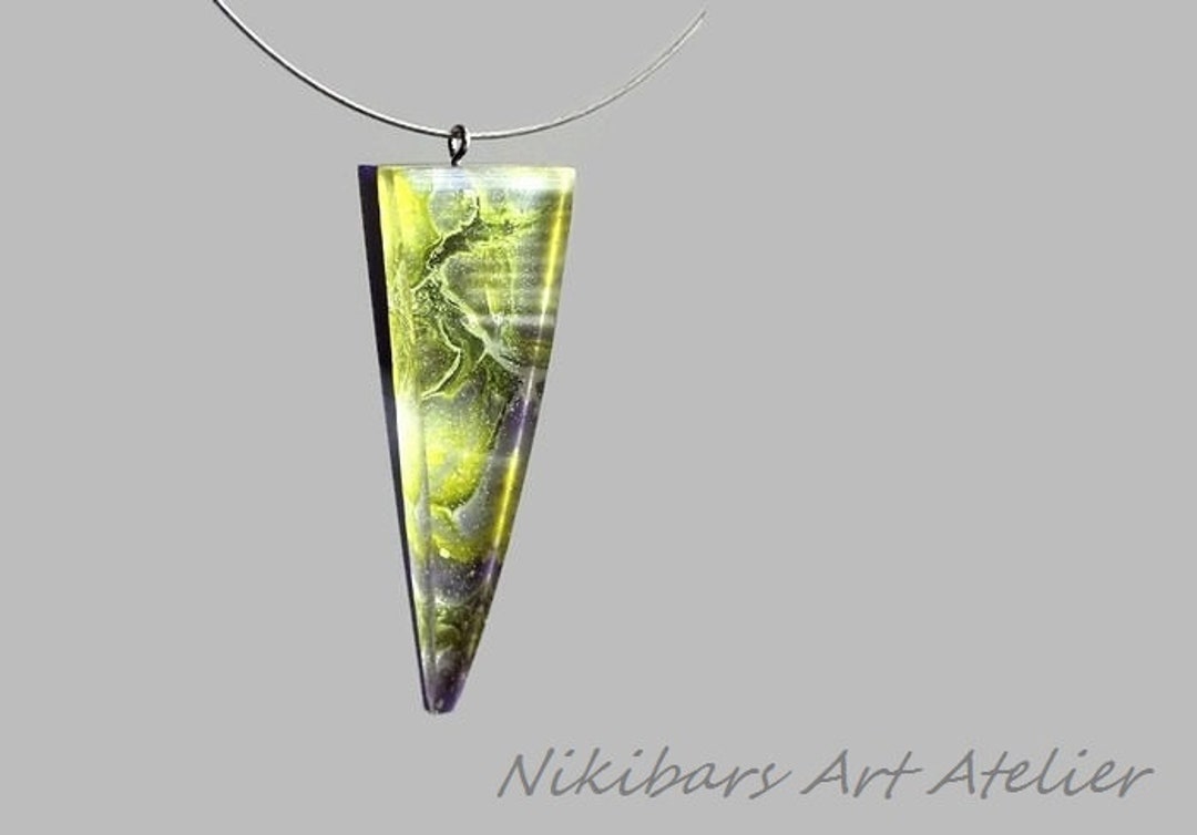 Handmade Resin Wood Necklace – Abstract Fluid Art Pendant - Etsy