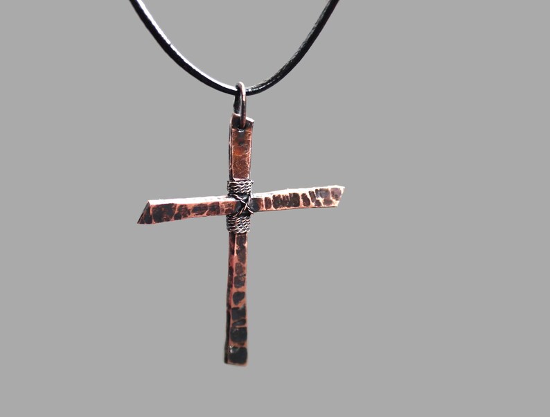 Rustic Cross Necklace Copper Mens Cross Necklaceabstract Men - Etsy