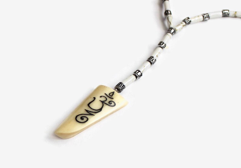 Handmade Bone Om Pendant Necklace, Boho Man Jewelry - Etsy