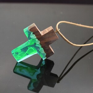 Aurora Borealis Cross, UV Glow Cross, Glow in Dark Resin Cross Necklace ...