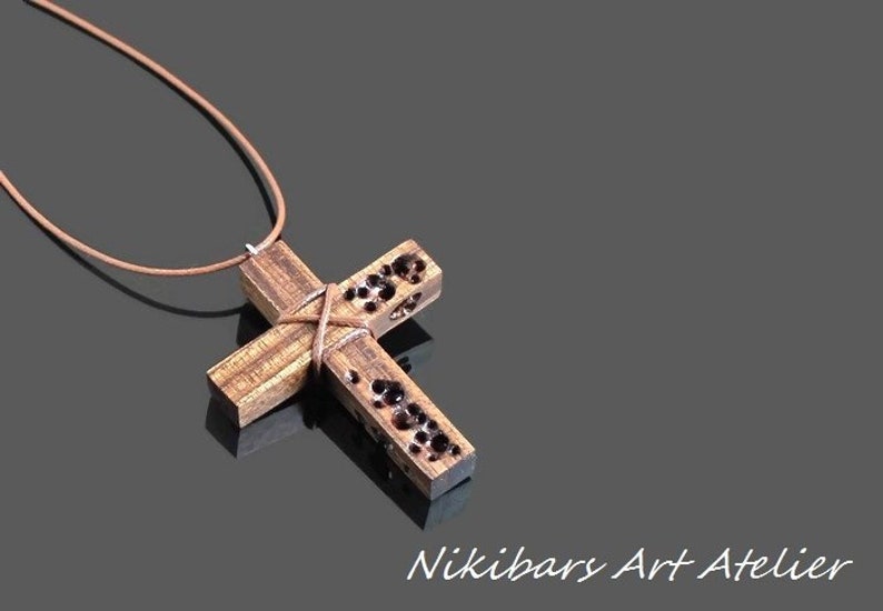 Man Cross Carved Wood Cross Necklace Wood Cross Pendant | Etsy