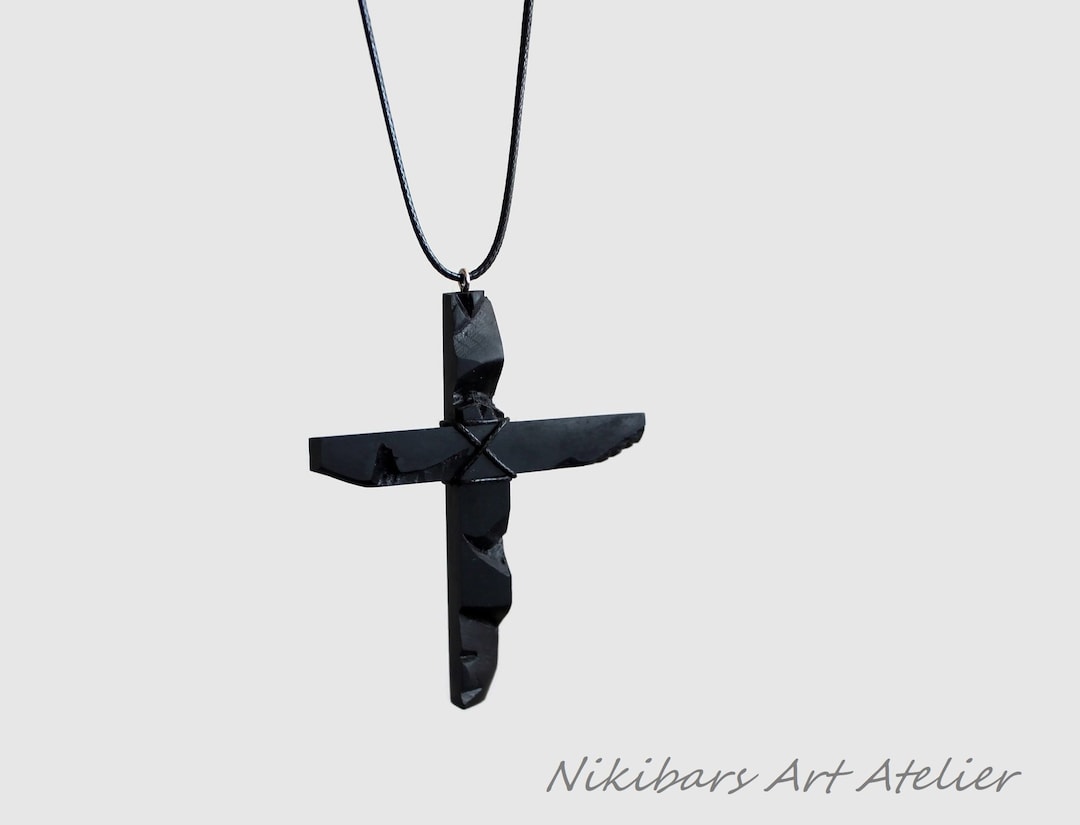 Ebony Cross Necklace Ebony Wood Cross Wooden Art Cross Necklace Black ...