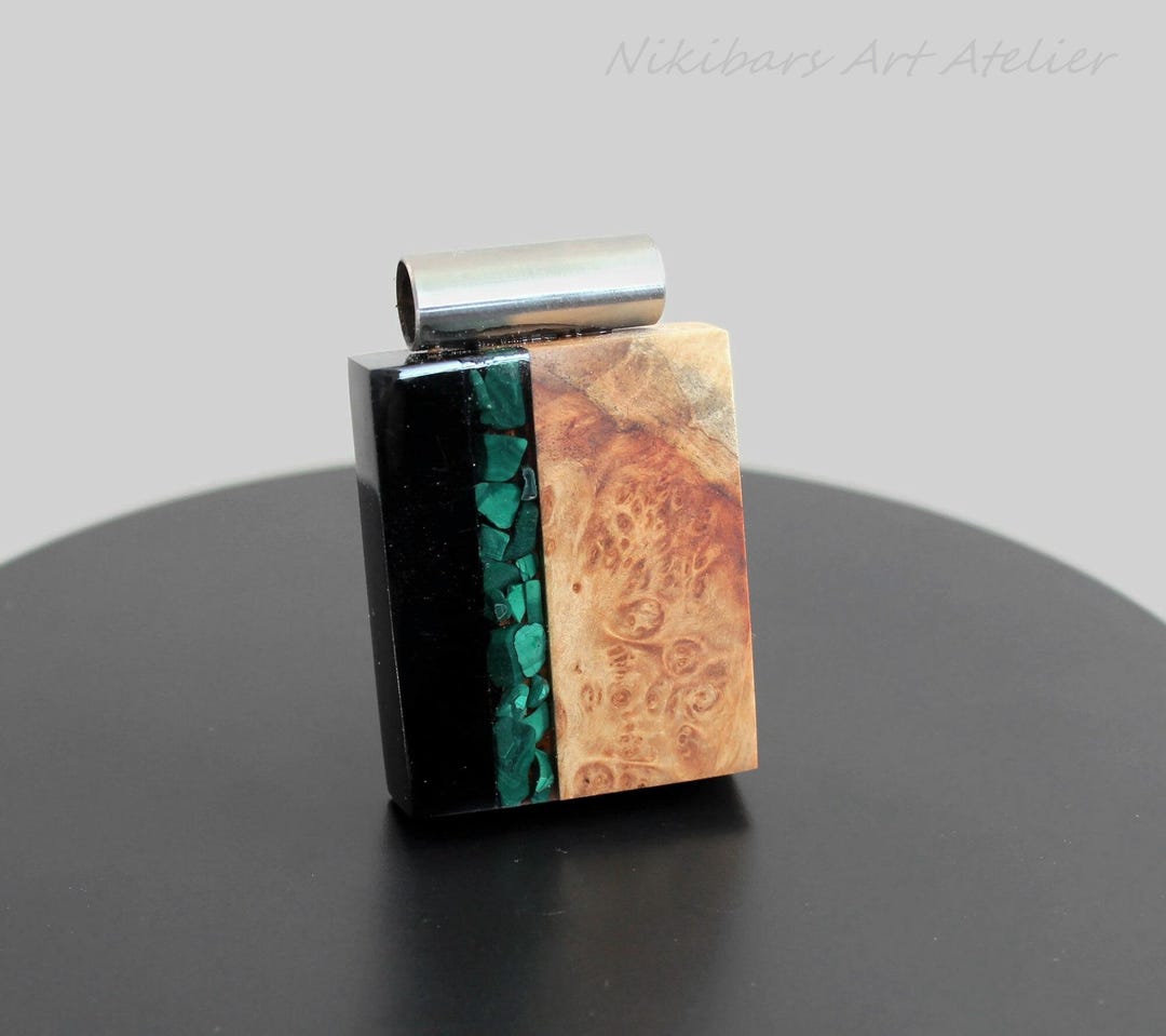 Man Malachite Necklace, Classic Men Malachite Necklace, Handmade Man ...