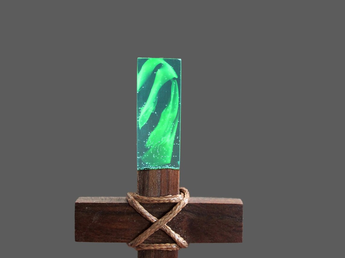 Aurora Borealis Cross UV Glow Cross Glow In Dark Resin Cross | Etsy