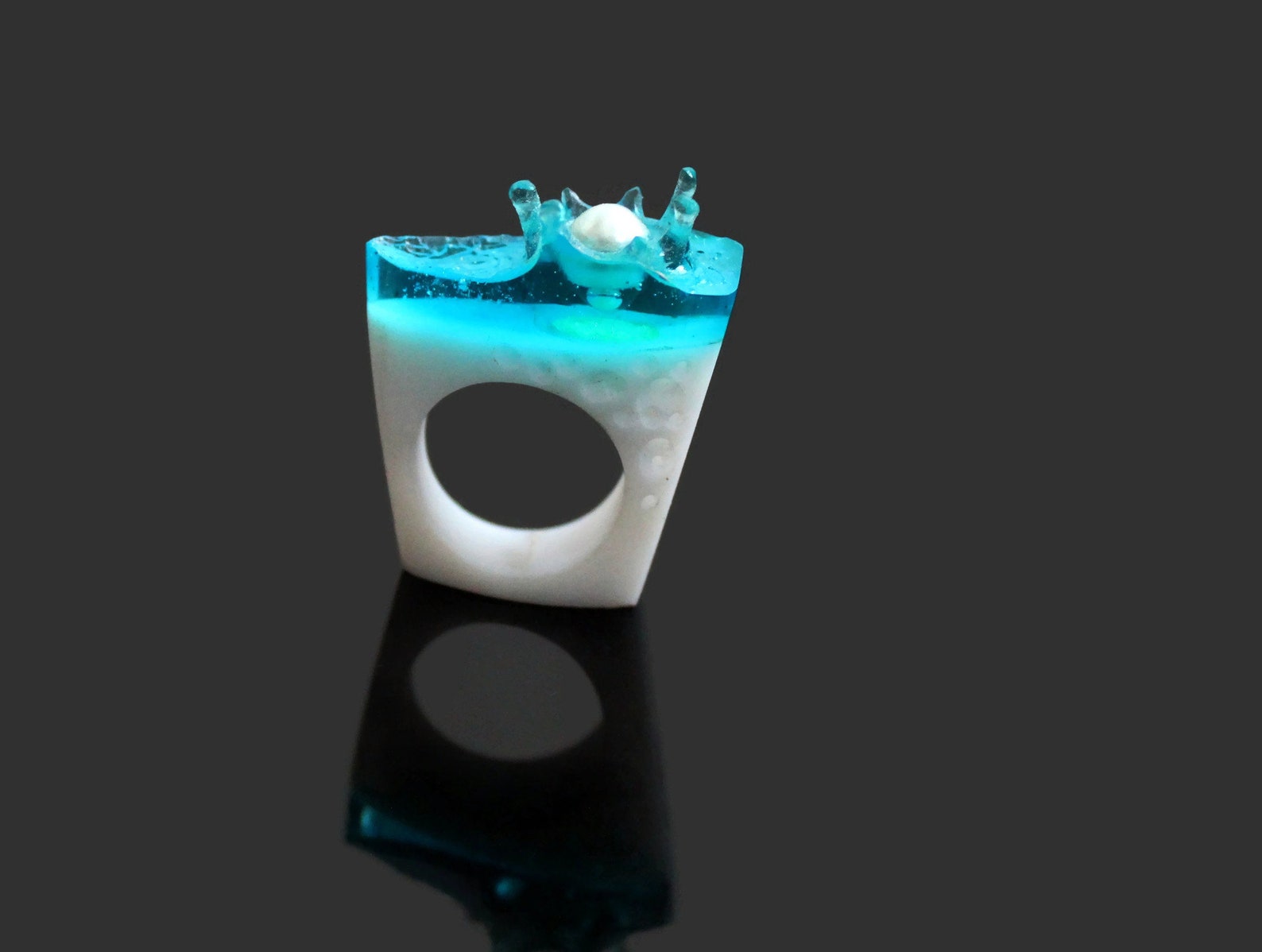 Water Splash Ring Pearl Ocean Ring Blue Ocean Ring Azure - Etsy