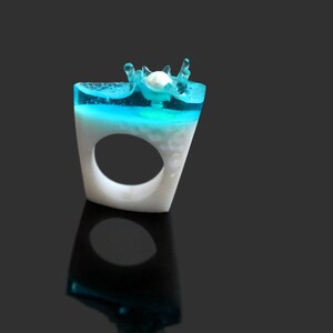 Water Splash Ring, Pearl Ocean Ring, Blue Ocean Ring, Azure Ocean Ring ...