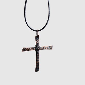 Rustic Cross Necklace Copper Mens Cross Necklaceabstract Men - Etsy