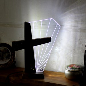 Walnut Wood Cross Lamp, Boho Night Light, Desk Art - Etsy