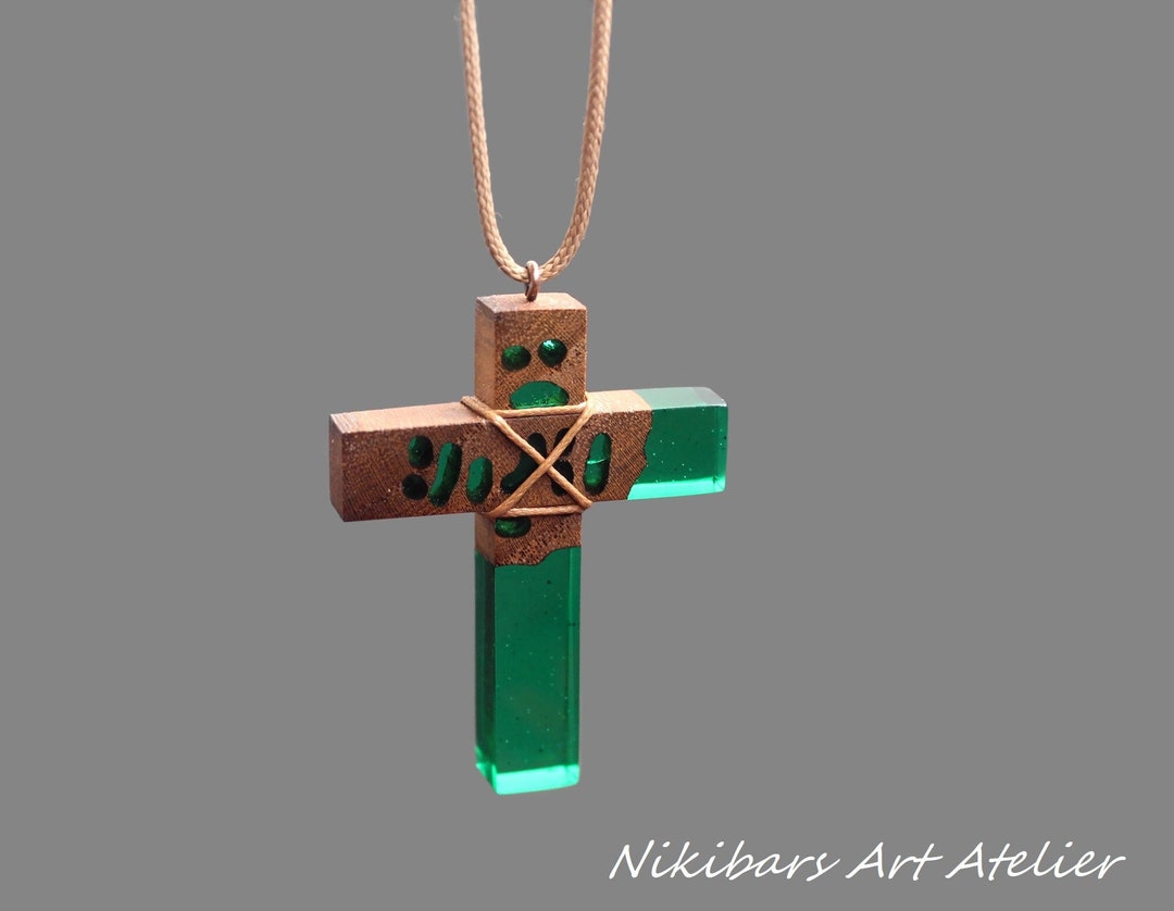 Green Resin Wood Cross, Drift Wood Resin Cross, Emerald Green Cross ...