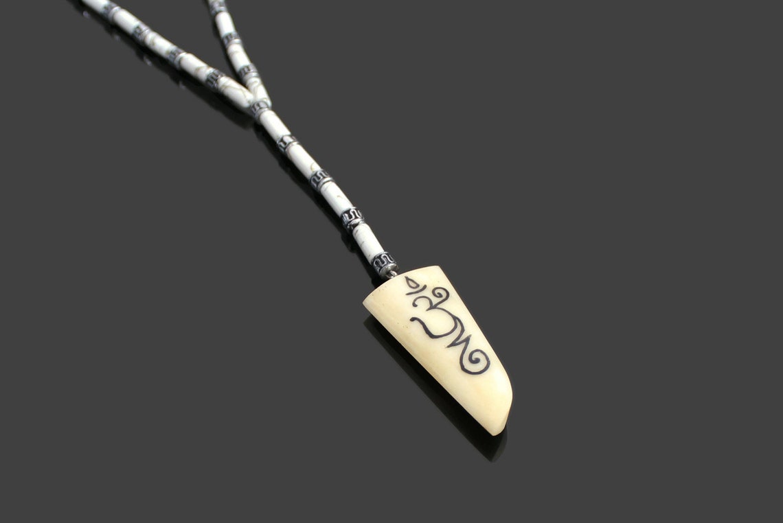 Handmade Bone Om Pendant Necklace, Boho Man Jewelry - Etsy