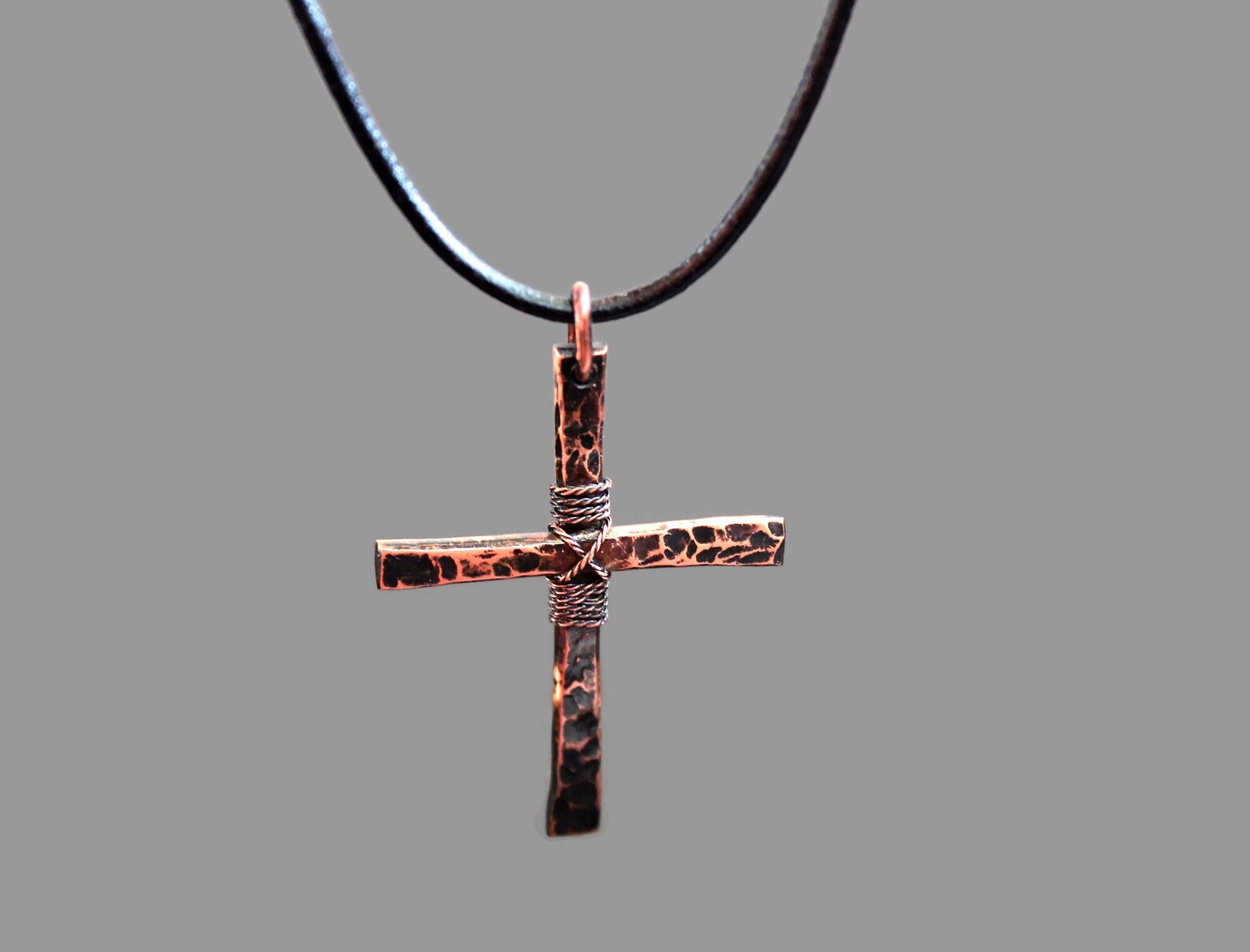 Rustic Cross Necklace Copper Mens Cross Necklaceabstract Men | Etsy