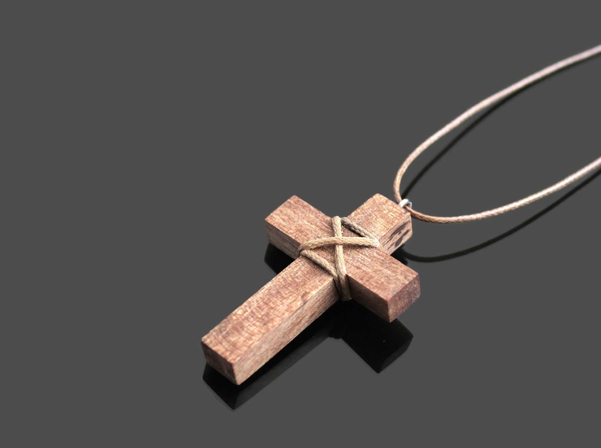 Collar de cruz de madera cruz de madera cruz hippie | Etsy