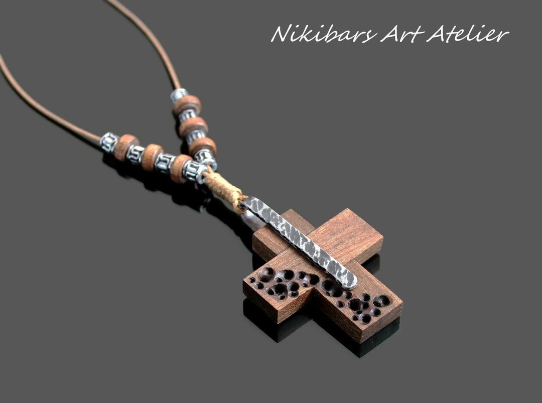 Bohemian Cross, Bohemian Jewelry, Wood Boho Cross, Wooden Cross ...