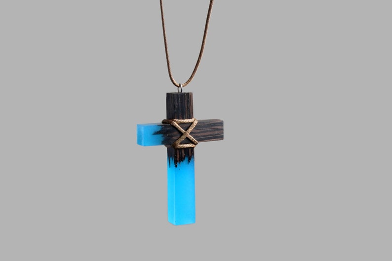 UV Glow Cross Glow In Dark Cross Necklace Wood Resin Cross | Etsy