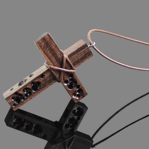 Man Cross, Carved Wood Cross Necklace, Wood Cross Pendant, Abstract ...