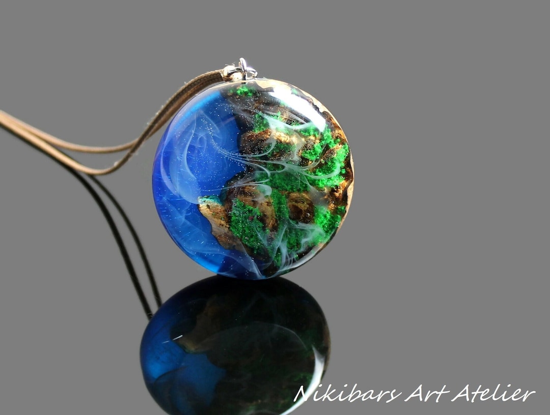 Mystic Wood Resin Pendant, Landscape Wood Resin Pendant, Nature ...