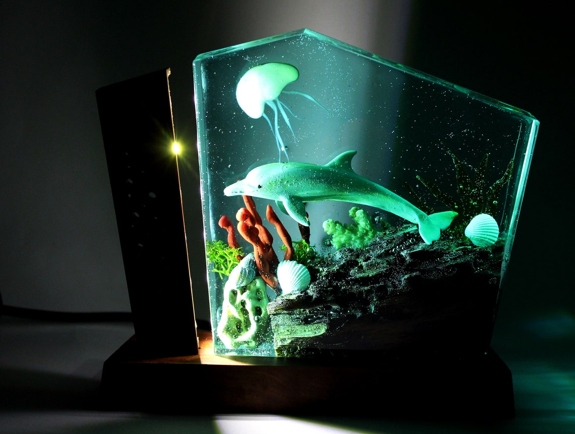 Dolphin Night Light Ocean Diorama Lamp Seabed Diorama Lamp - Etsy