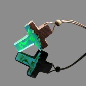 Aurora Borealis Cross, UV Glow Cross, Glow in Dark Resin Cross Necklace ...