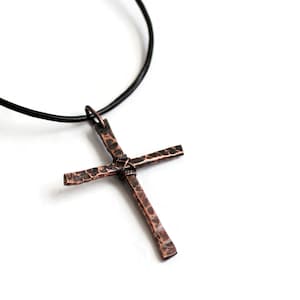 Rustic Cross Necklace, Copper Mens Cross Necklace,abstract Men Cross ...