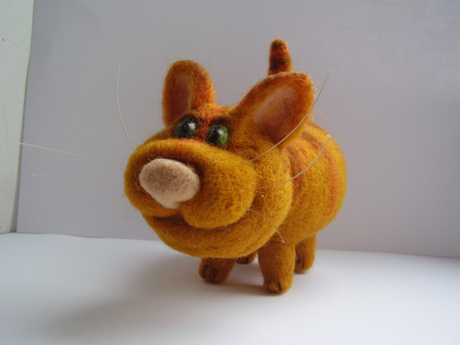 Needle Felted Cat,red,orange,striped - Etsy