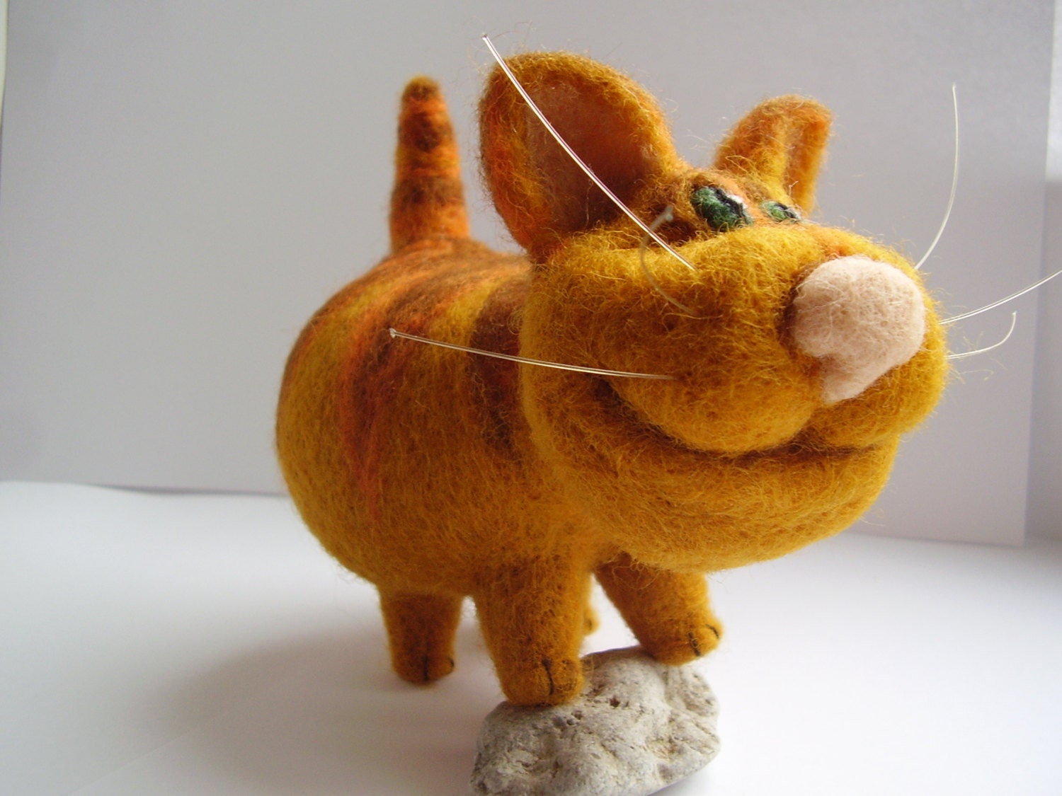 Needle Felted Cat,red,orange,striped - Etsy