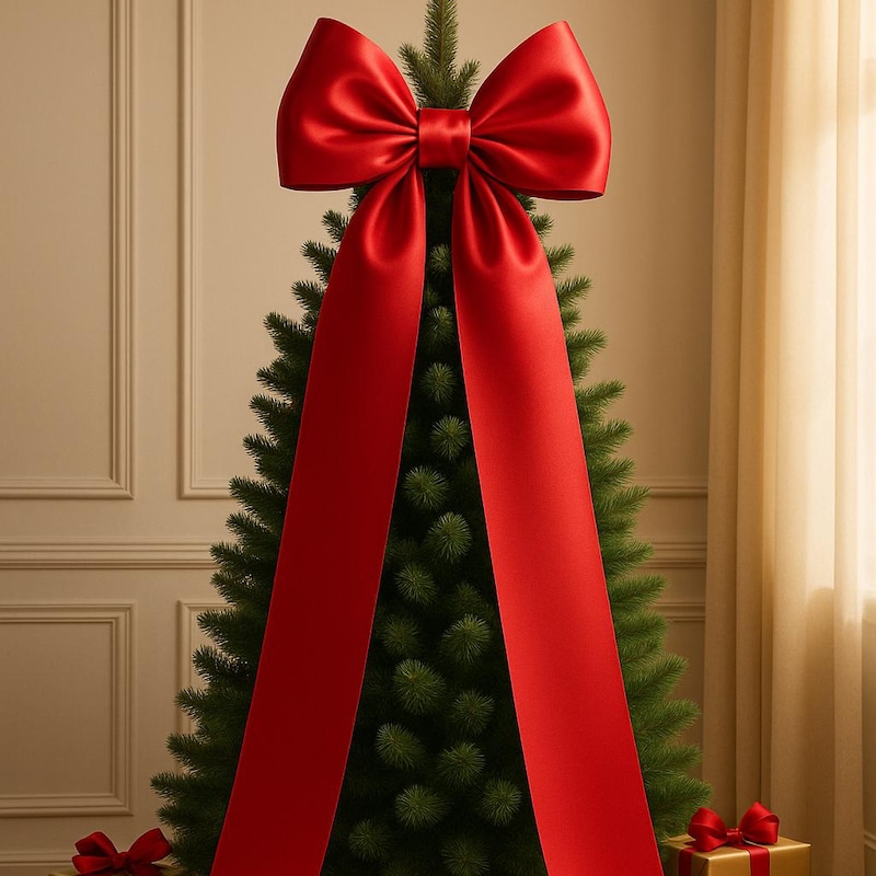 Pink Fabric Tree Topper Bow - Etsy