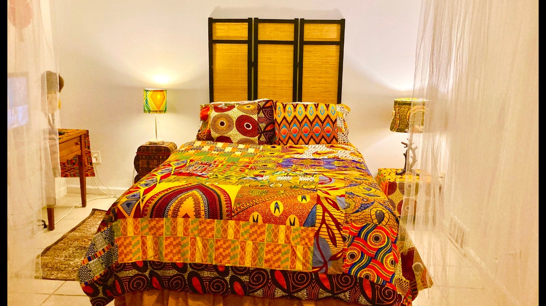 Patchwork African Print Duvet Cover With 2 Pillowcases Vibrant and ...