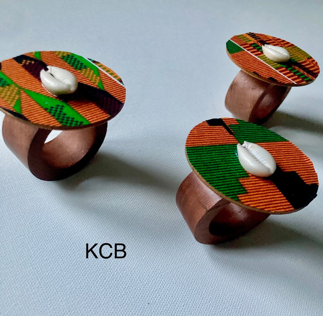Cowrie Shells Kente Napkin Ring Ankh African Napkin Rings 1 Ring per ...