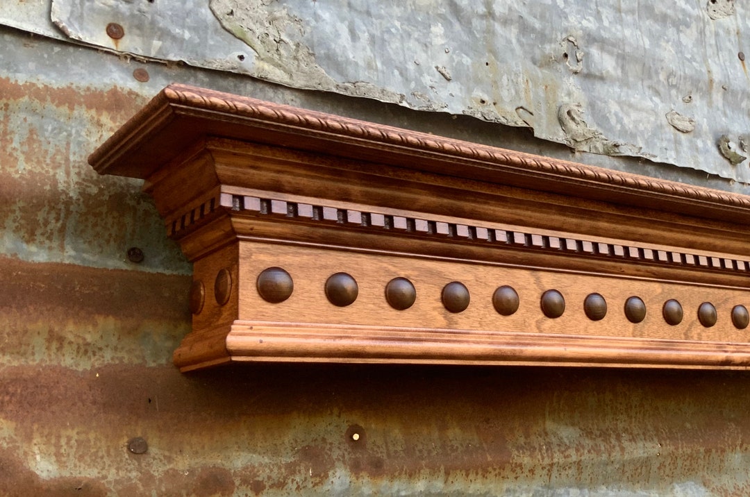 Dentil Crown Molding Mantel With Domes, Stained Red Chestnut - Etsy