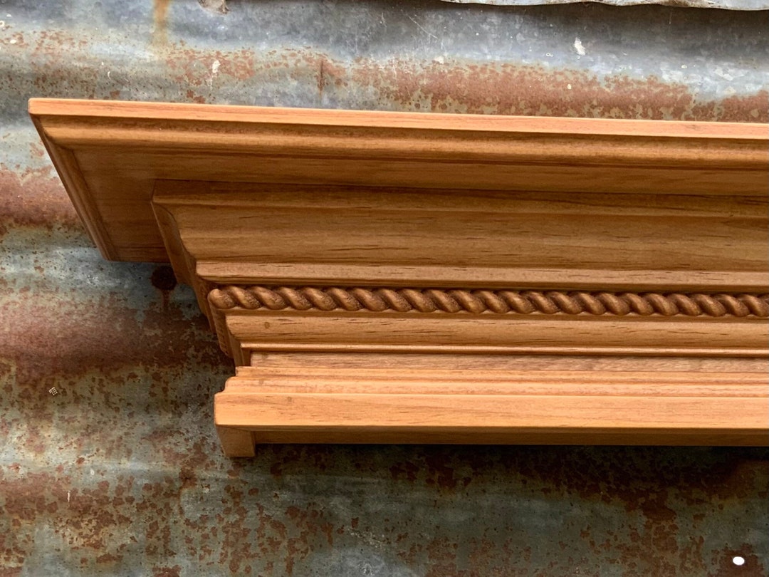 Ipswich Pine Stained Rope Crown Molding Mantel Shelf, Fireplace Mantle ...