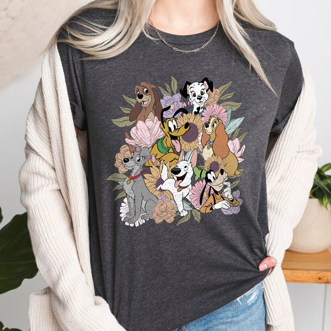 Vintage Floral Disney Dogs Shirt, Disney Dog Characters Shirt, Dog ...