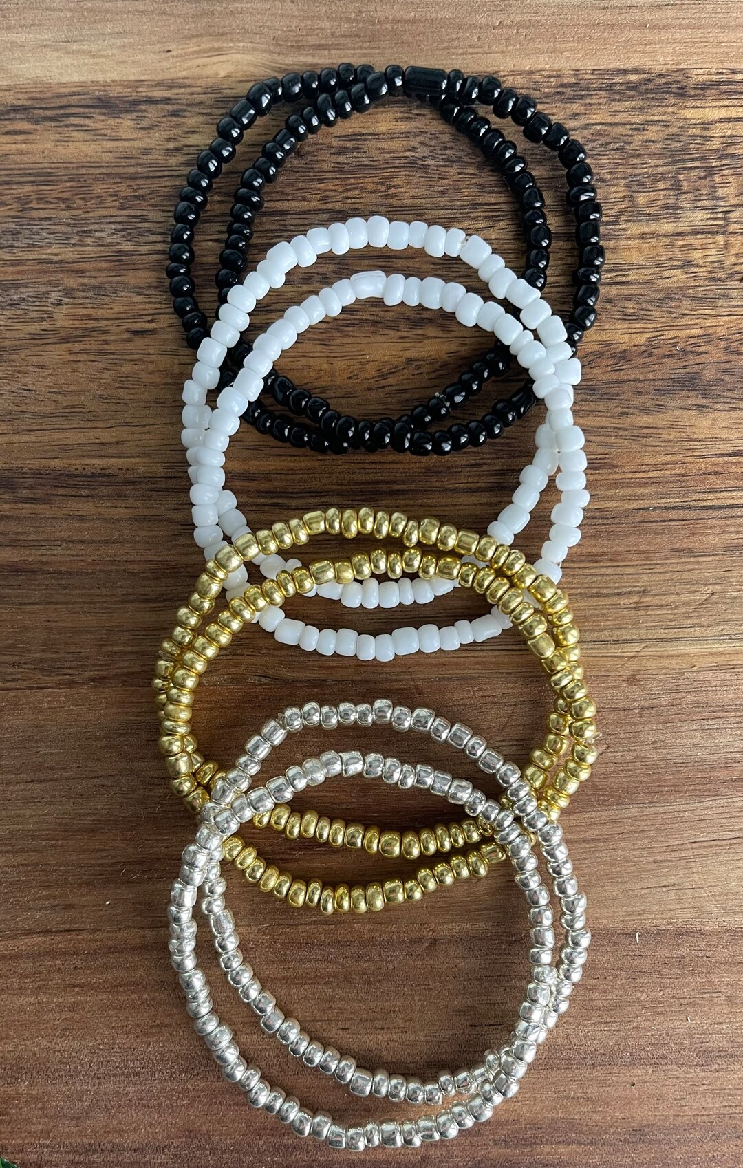 Set of 4 Beaded Stretch Bracelets Stacking Womens Unisex Stackable Gift ...