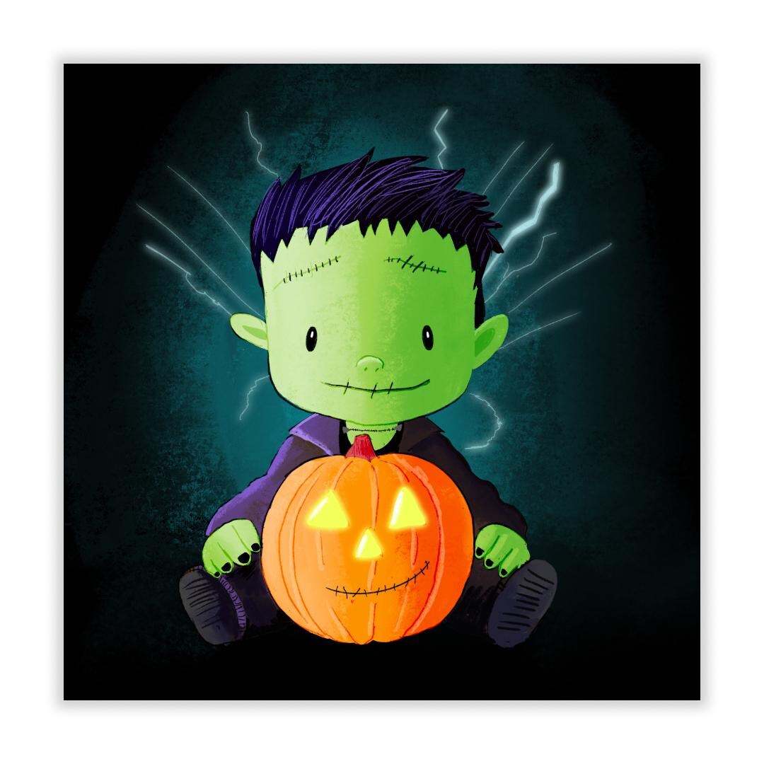 Frankenstein’s Monster 5×5 Inch Wood Block Canvas Print – Halloween ...