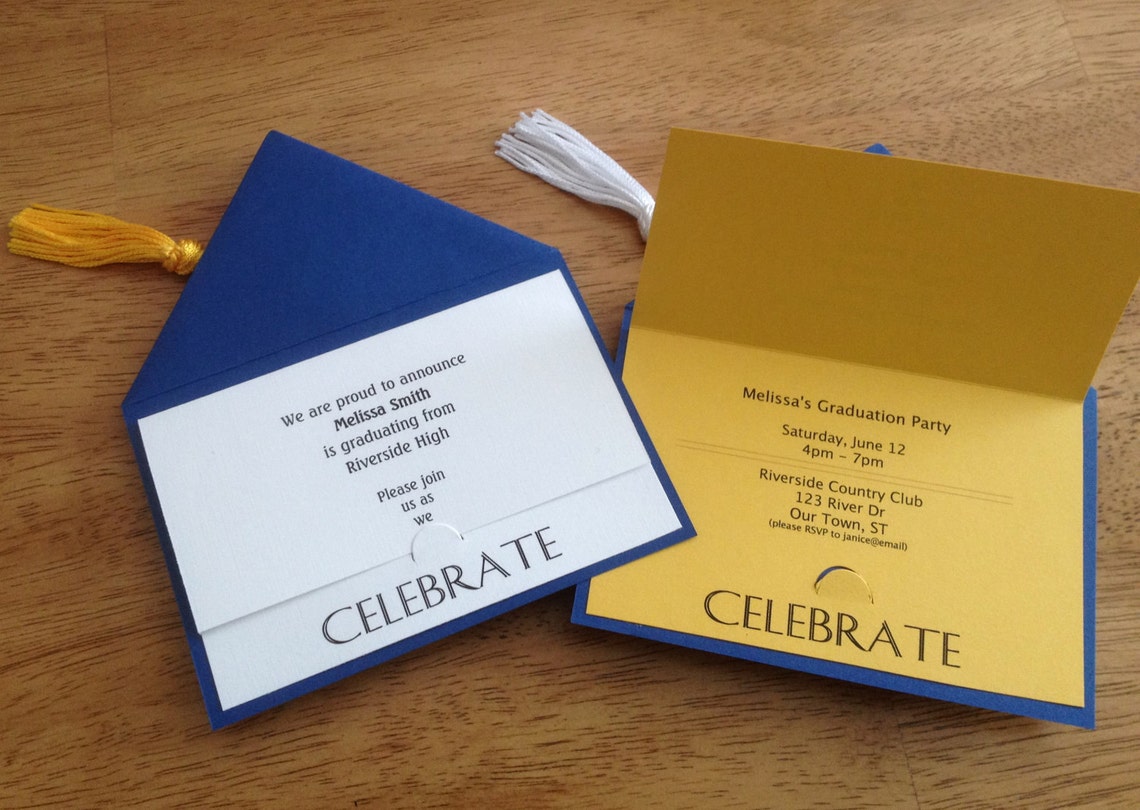 Graduation Party Invitation School Colors Graduation Cap | Etsy