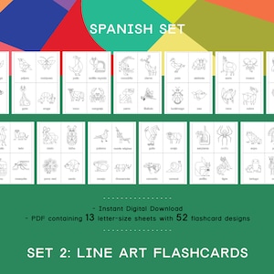 Spanish Printable Animal Flashcards & Coloring Sheets 6 | Etsy
