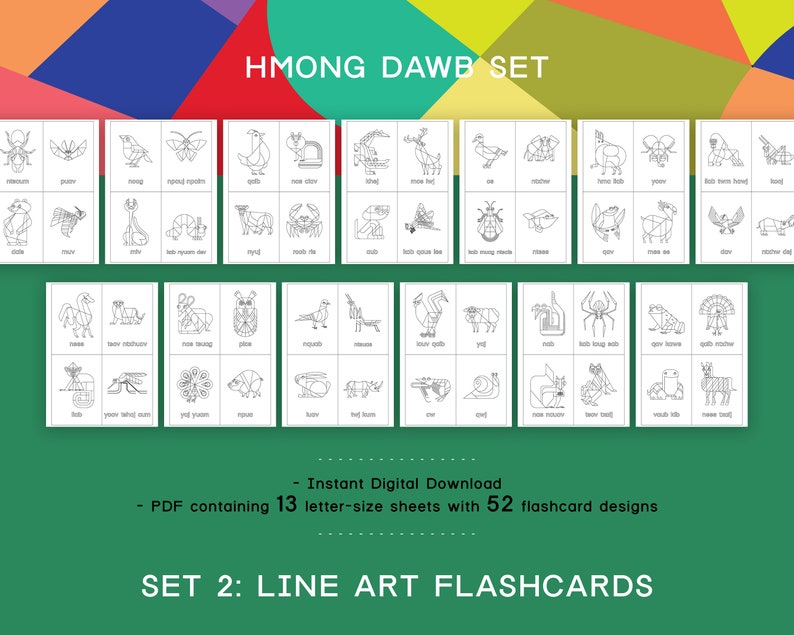 Hmong Printable Animal Flashcards & Coloring Sheets 6 Sets | Etsy