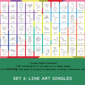 Spanish Printable Animal Flashcards & Coloring Sheets 6 | Etsy