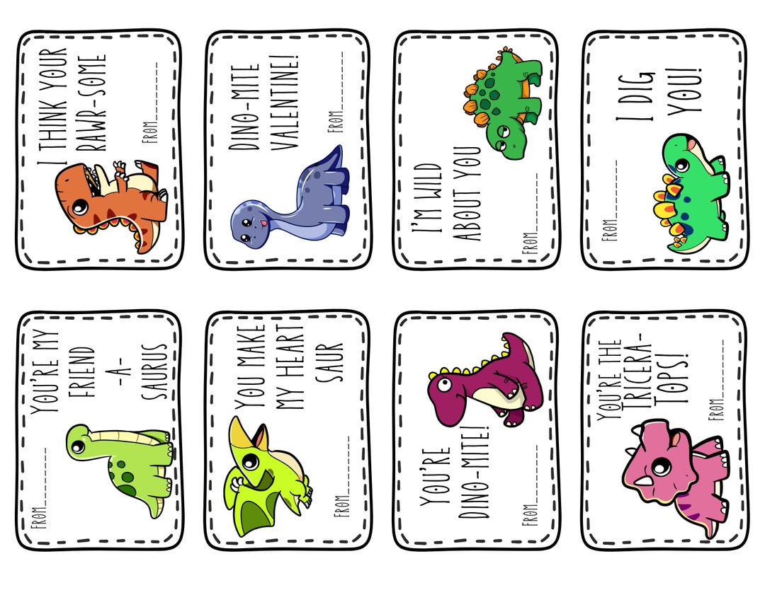 You’re Dino-mite Single-sided Printable Valentine’s Day Card - 8.5x11 ...