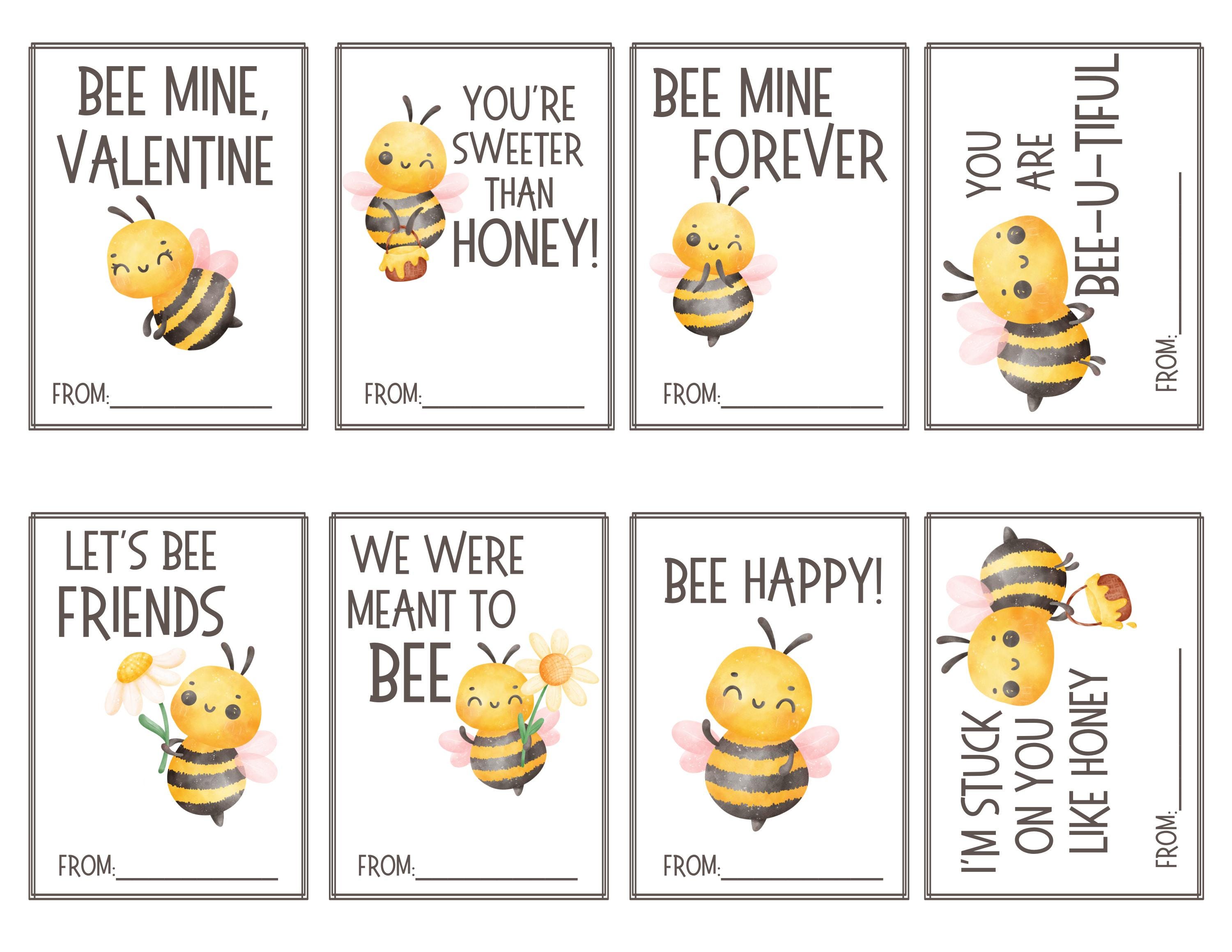 Bee Mine Valentines Day Card 8.5x11 Printable DIY Card With Adorable ...