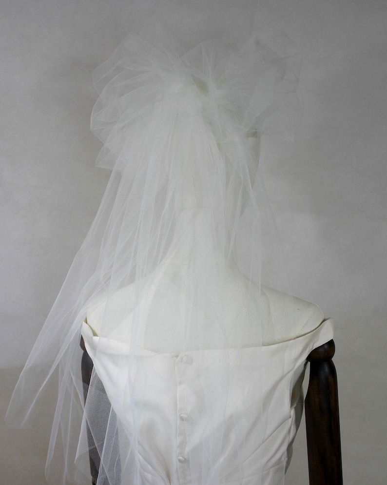 Tulle Bow Wedding Veil/ Poof Bridal Veil Bow / 2 Layer Veil / for ...