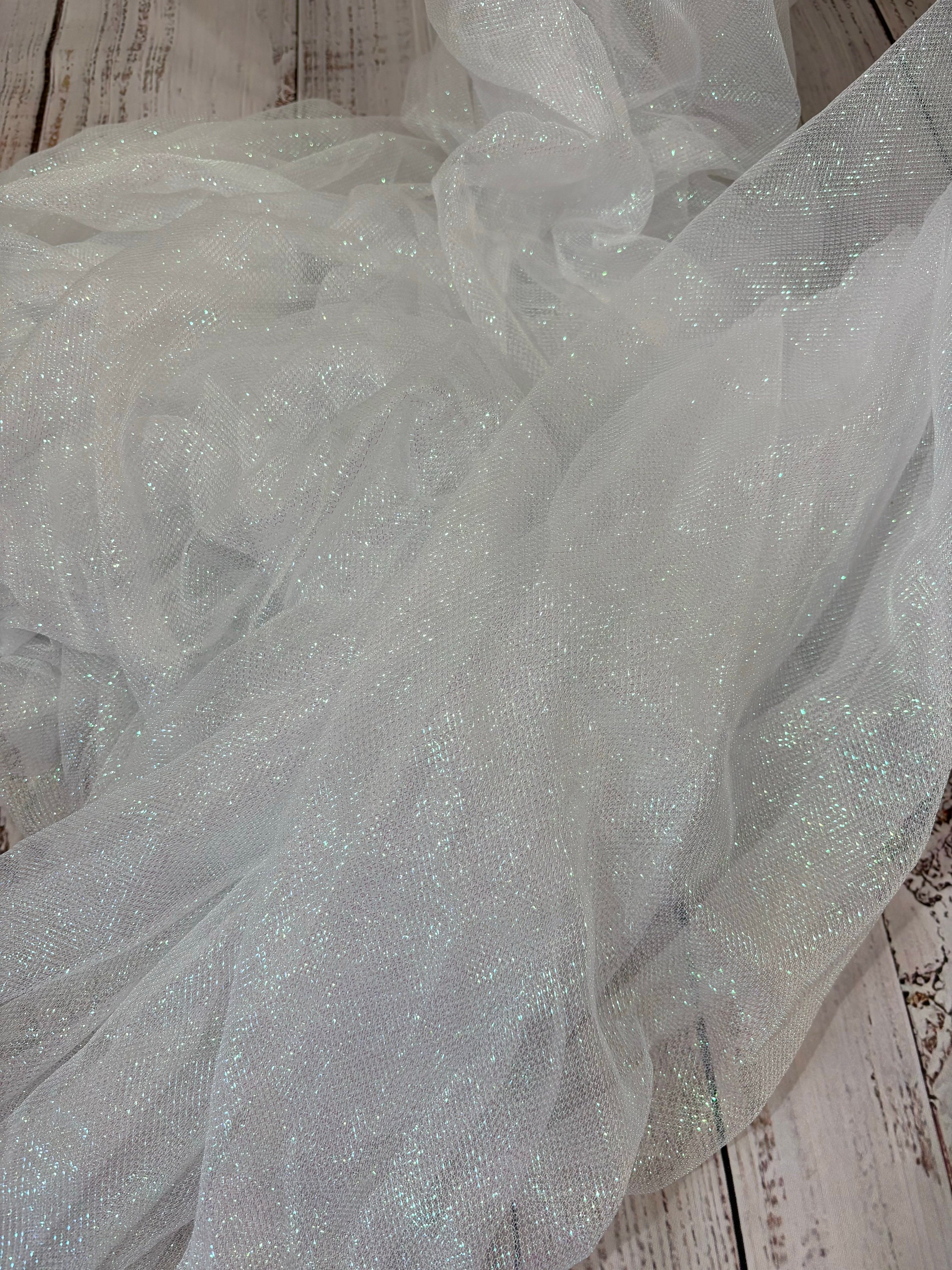 Metallic Tullewhite A/B Knit Fabric by the Yard - Etsy