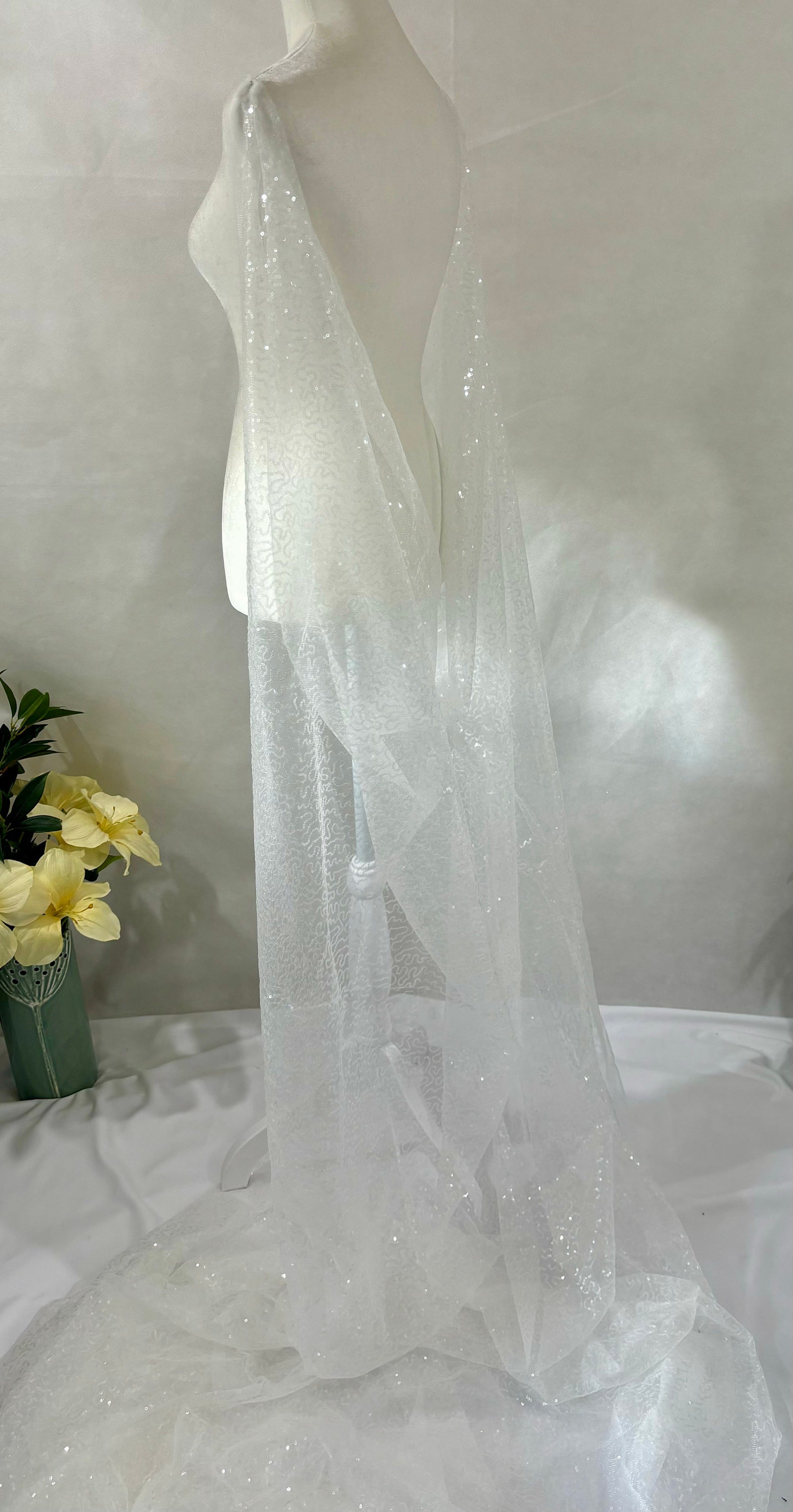 Sparkling Sequin Wedding Cape Veil / Glittering Tulle Bridal Cape ...