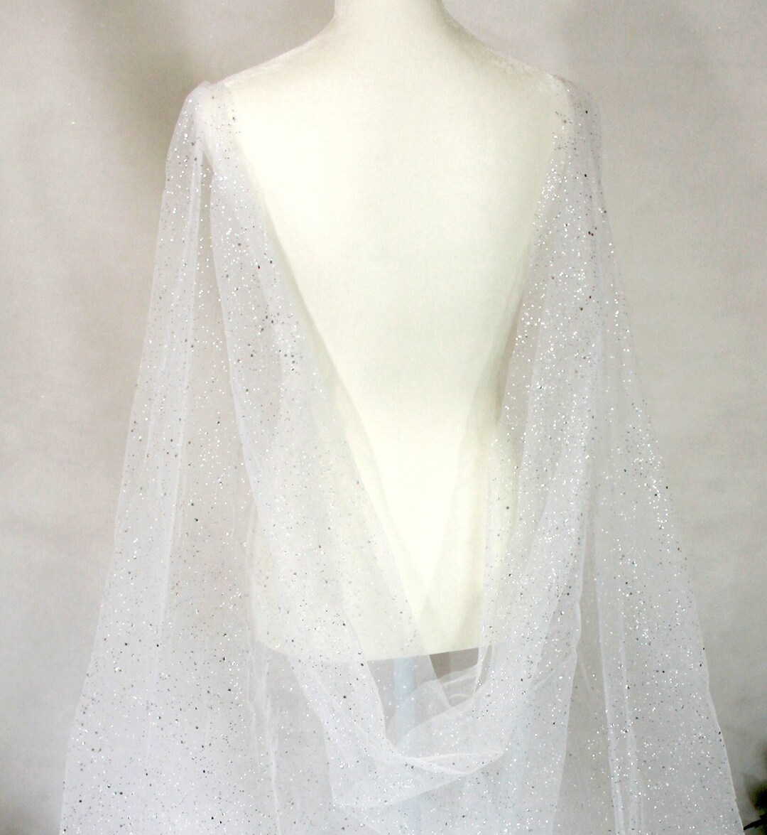 Sparkling Wedding Cape Veil / Glitter Tulle Bridal Cape / Shoulder Veil ...