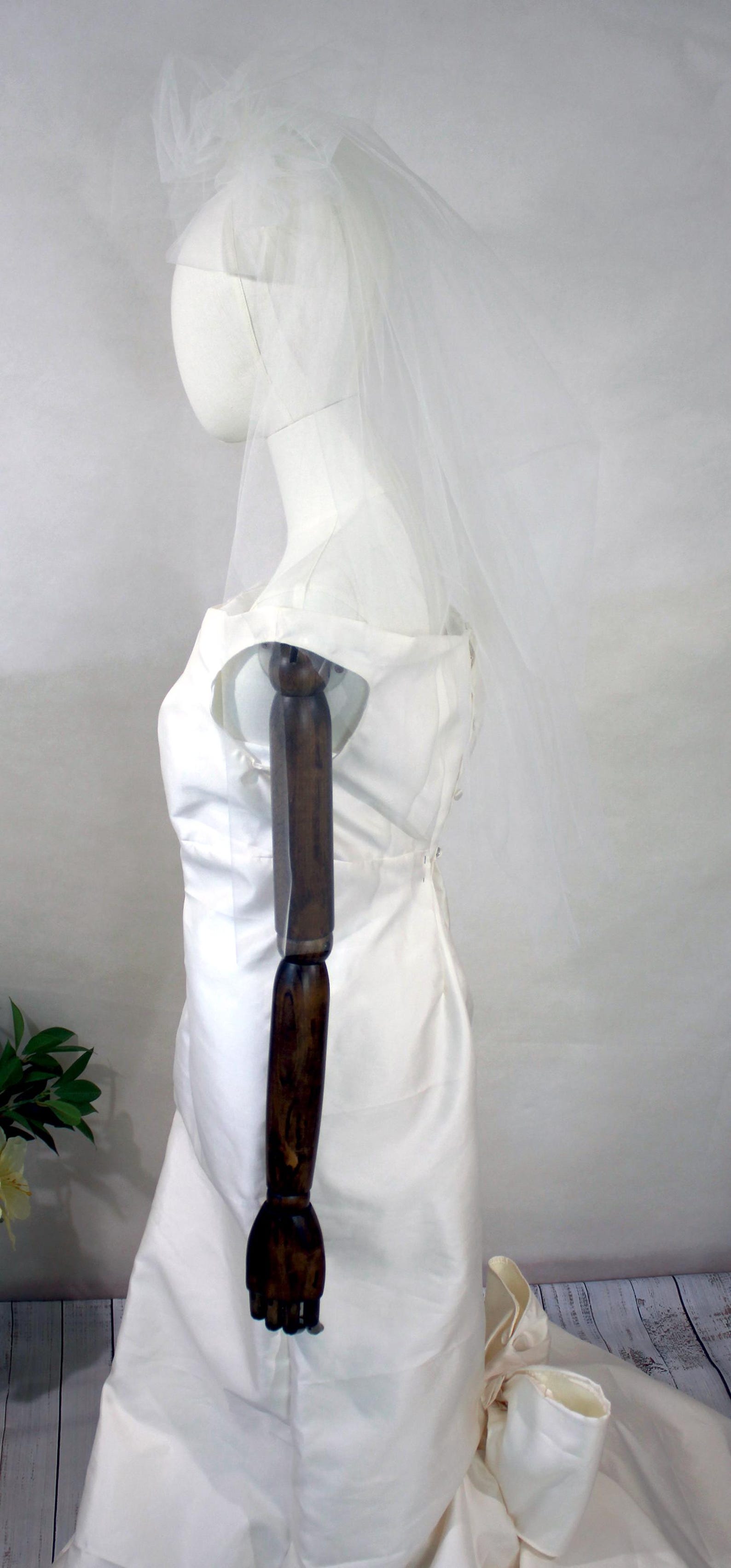 Tulle Bow Wedding Veil/ Poof Bridal Veil Bow / 2 Layer Veil / for ...