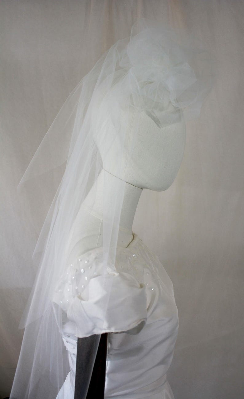 Tulle Bow Wedding Veil/ Poof Bridal Veil Bow / 2 Layer Veil / for ...