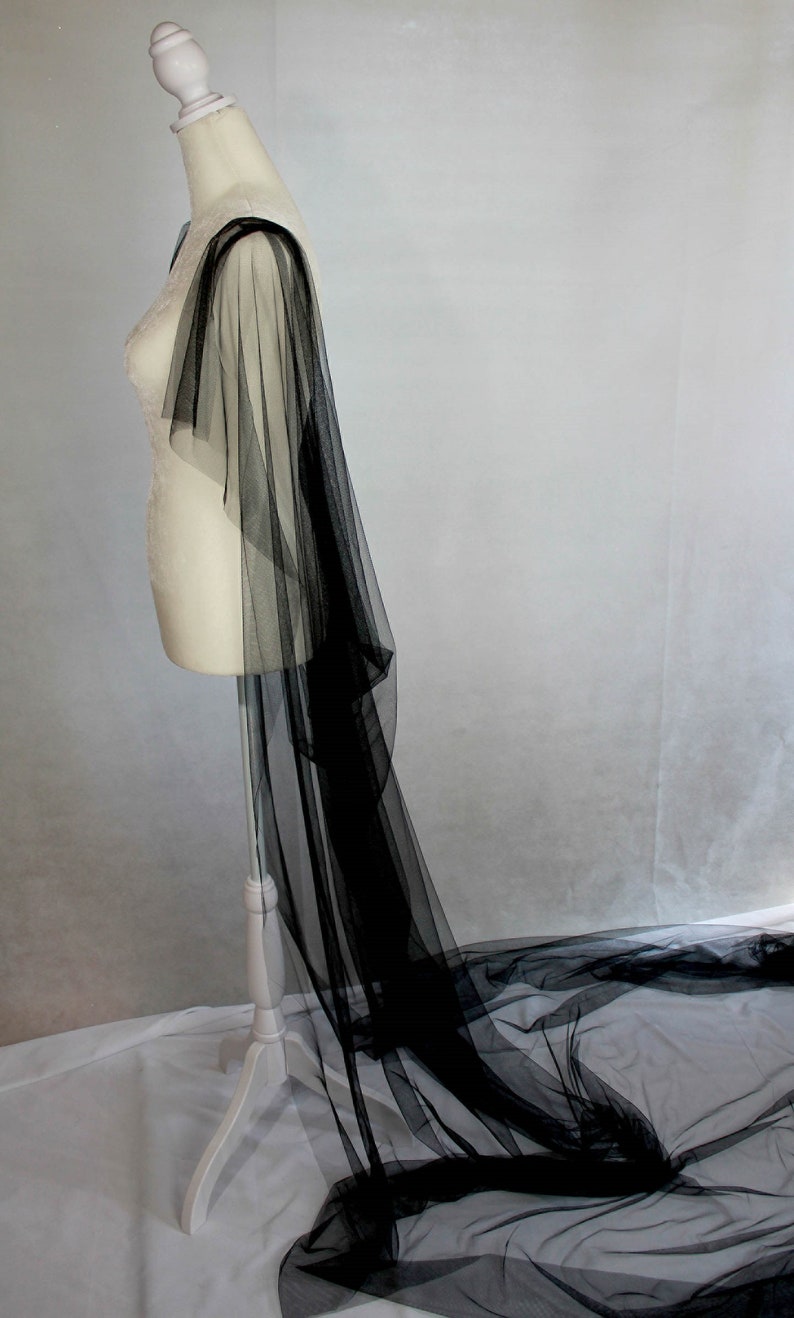 Soft English Tulle Wedding Cape Veil / Gothic Tulle Shoulder Veil With ...