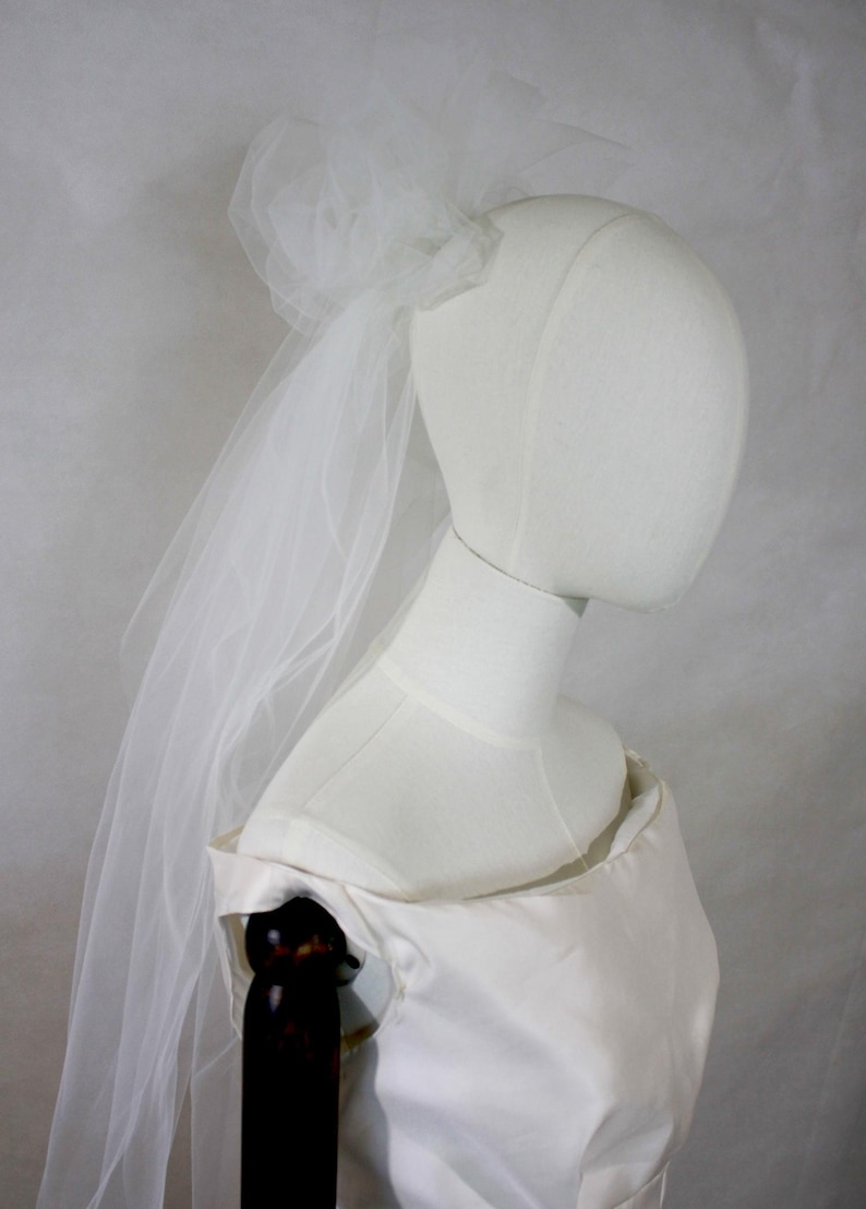 Tulle Bow Wedding Veil/ Poof Bridal Veil Bow / 2 Layer Veil / for ...