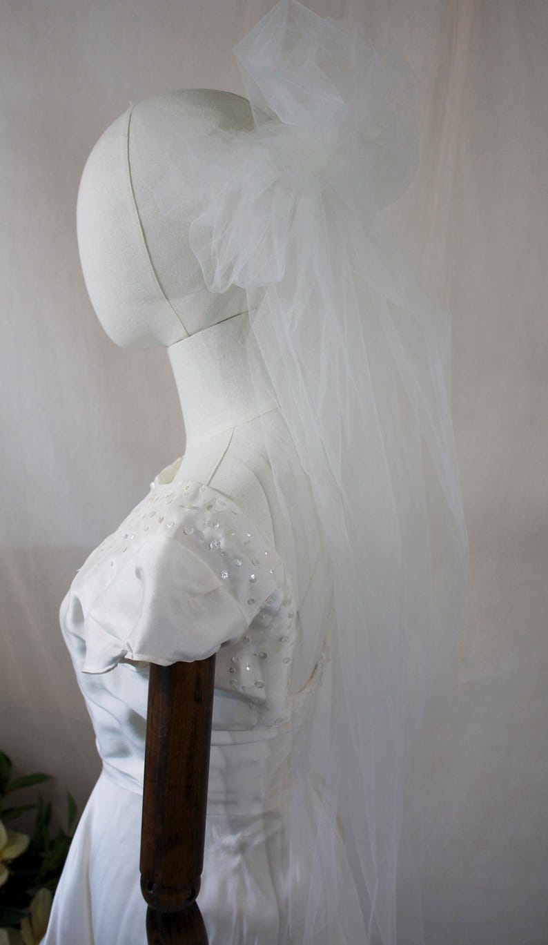 Tulle Bow Wedding Veil/ Poof Bridal Veil Bow / 2 Layer Veil / for ...