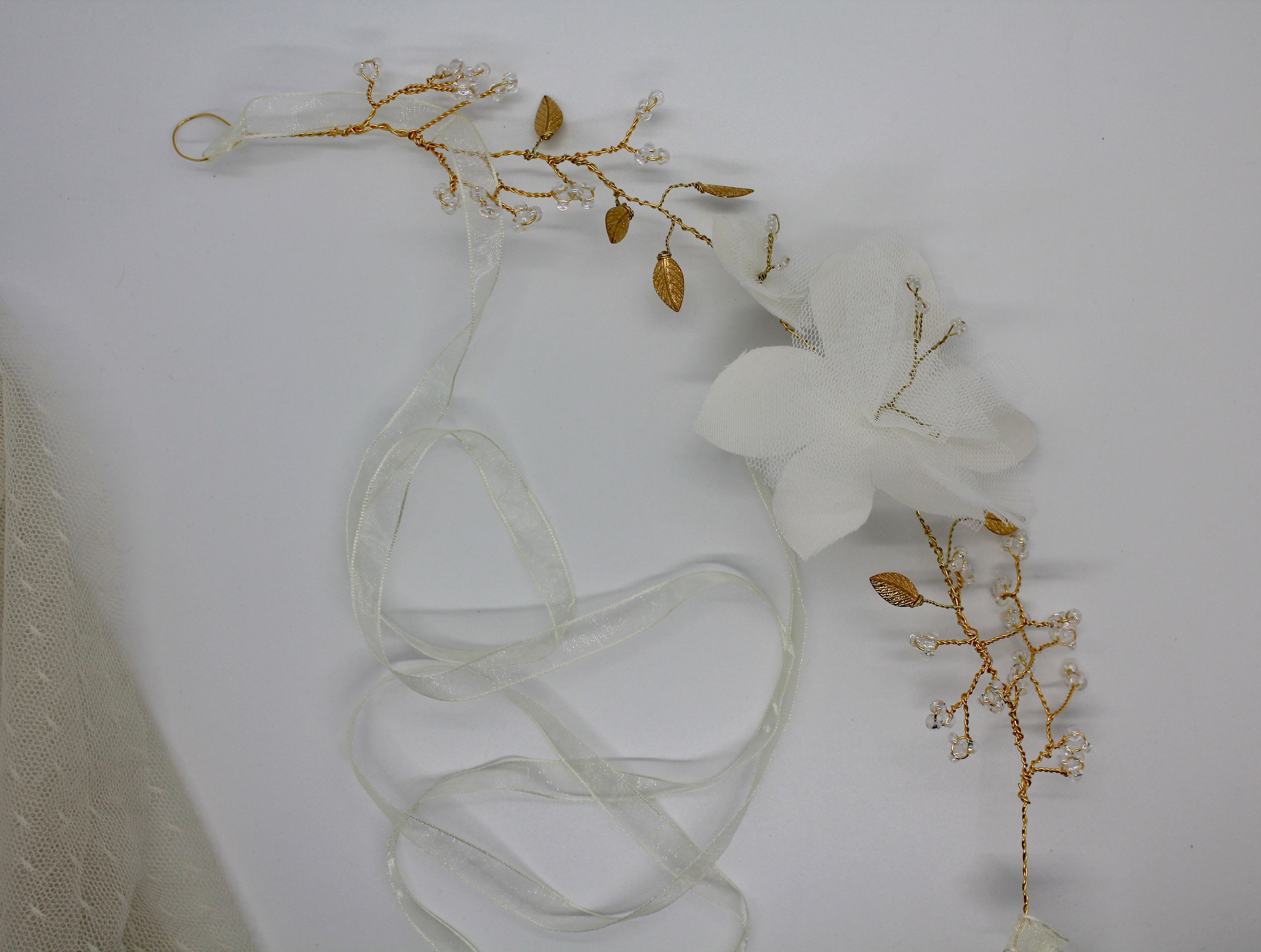 Lily Silk Flower and Metal Leaf Beaded Bridal Belt / Jeweled - Etsy